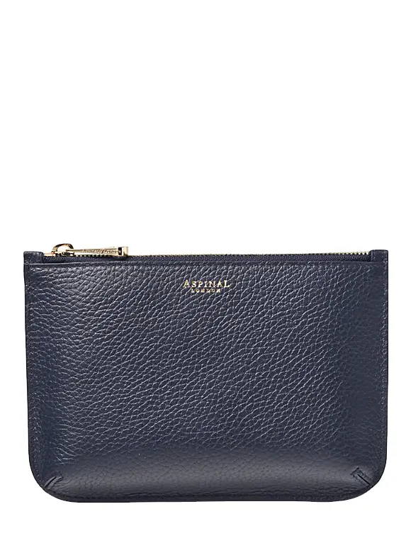 ASPINAL OF LONDON Ella Medium Grained-leather Pouch - Navy