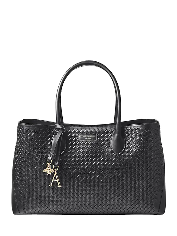 ASPINAL OF LONDON Logo-print Leather Tote Bag - Black