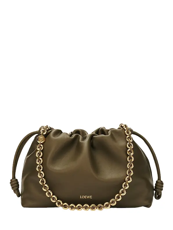 Loewe Flamenco Leather Shoulder Bag - Dark Khaki Green