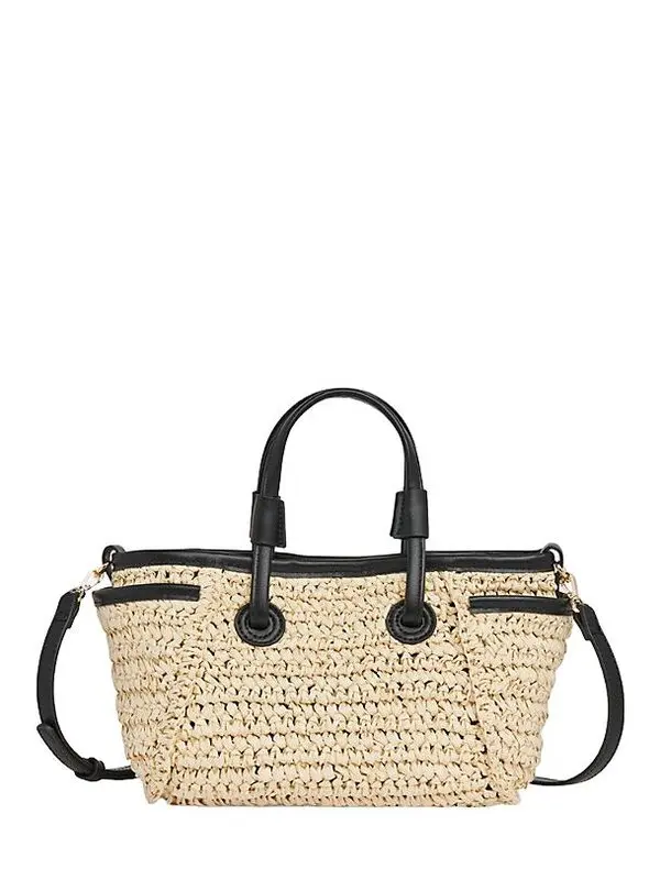 Whistles Aylin Mini Straw Tote Bag - Cream