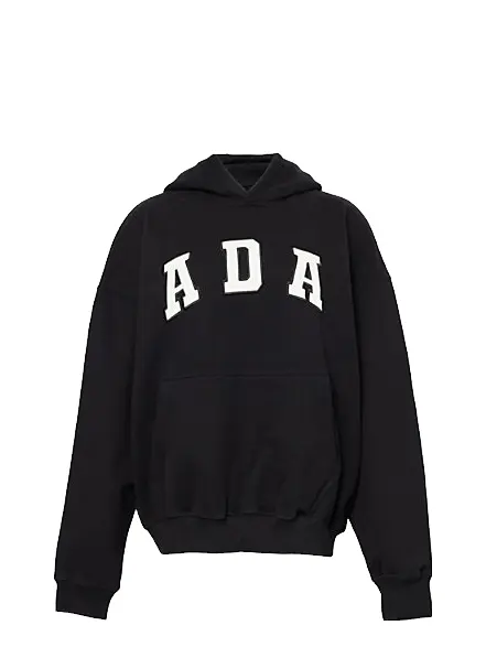 ADANOLA Oversized-fit Logo-embroidered Cotton Hoody - Black