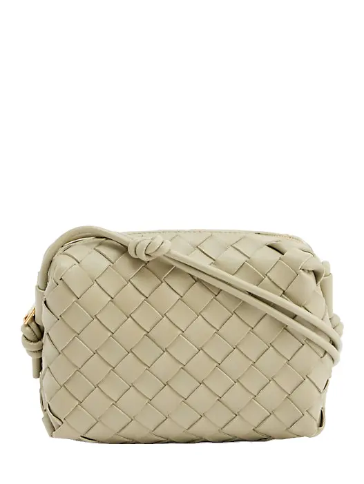 Bottega Veneta Loop Mini Leather Crossbody Bag - Travertine-gold