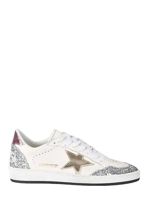 GOLDEN GOOSE Ballstar Exclusive Sequin-embellished Leather Low-top Trainers - White/comb