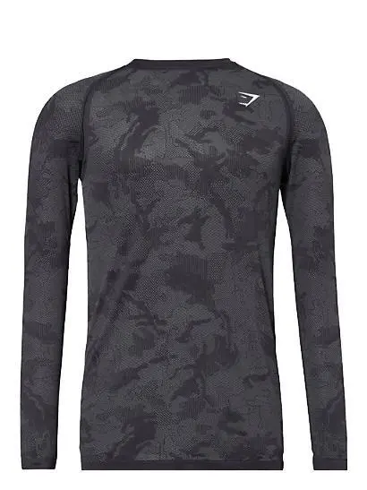 GYMSHARK Geo Seamless Logo-print Stretch-woven T-shirt - Black/charcoal Grey