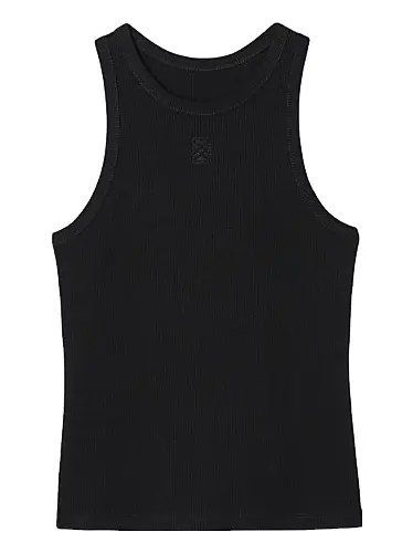 Sandro Round-neck Sleeveless Cotton T-shirt - Noir / Gris