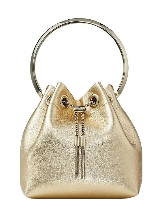 JIMMY CHOO Bon Bon Metallic-leather Top-handle Bag - Gold