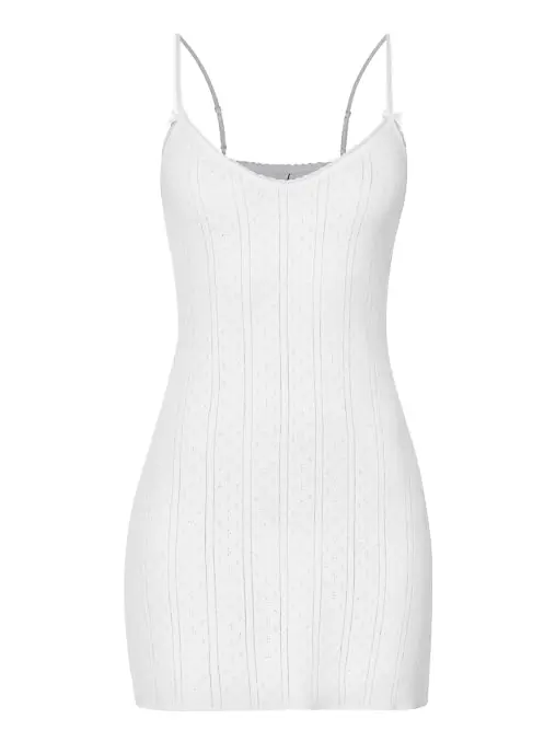COU COU Pointelle Sleeveless Mini Dress - 001 White