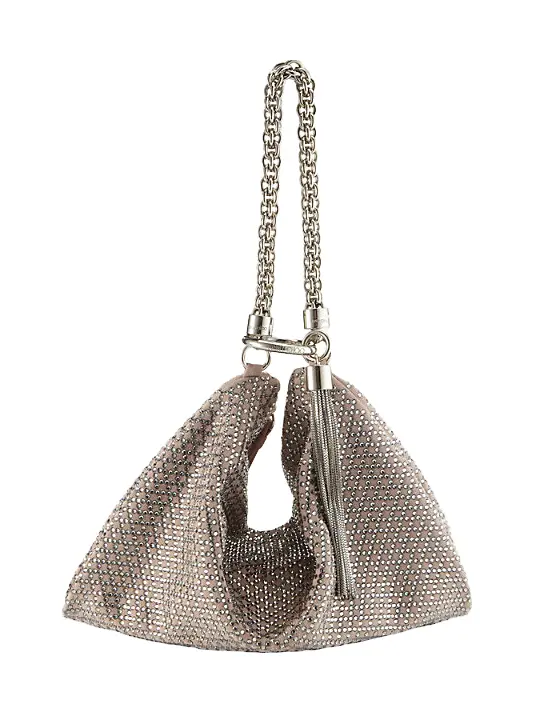 JIMMY CHOO Callie Medium Crystal-embellished Suede Shoulder Bag - Ballet Pink