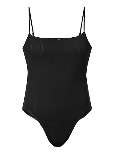 COU COU Pointelle Cotton Bodysuit - 2black