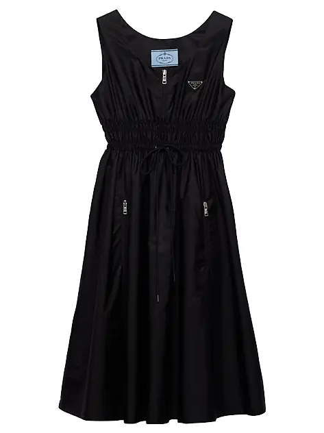 Prada Re-nylon Zip-front Midi Dress - Black