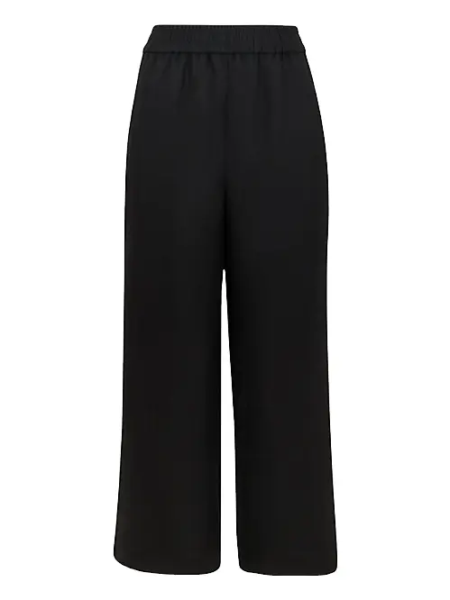 Whistles Patch-pocket Wide-leg Linen Trousers - Black