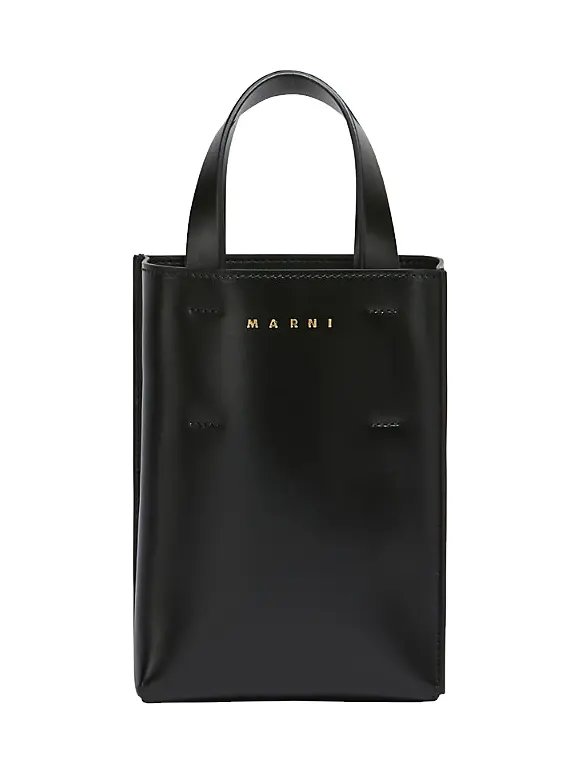 Marni Brand-print Leather Tote Bag - Black
