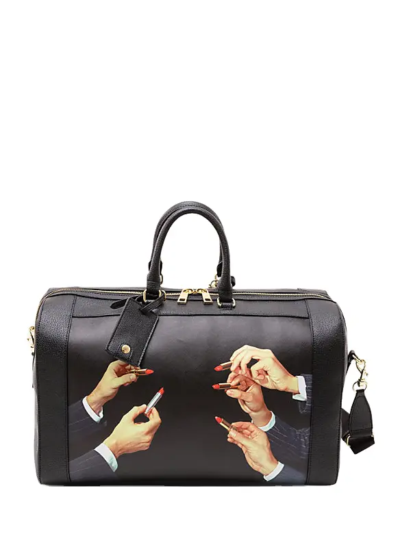 SELETTI Lipstick Print Travel Bag - Black