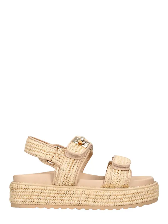 Steve Madden Millo Double-strap Raffia Sandals - Beige