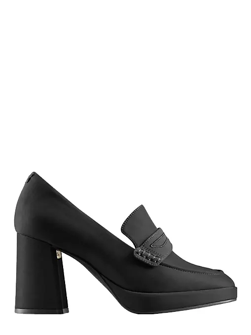 MARTINE ROSE X CLARKS Woven Heeled Loafers - Black Textile