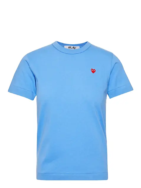 Play Comme Des Garcon Logo-embroidered Cotton-jersey T-shirt - Blue