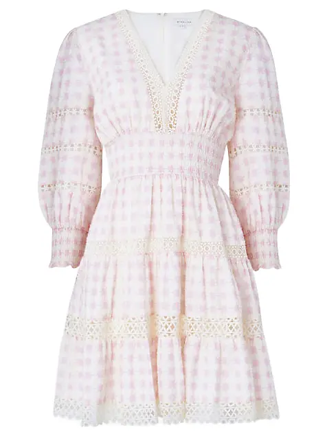 MALINA Inez Lace-trimmed Mini Dress - French Ditsy Pink
