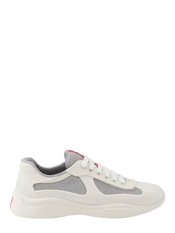 Prada America's Cup Original Leather And Mesh Sneakers - Neutral