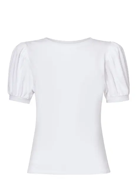 Paige Matcha Puffed-sleeve Cotton-jersey T-shirt - White