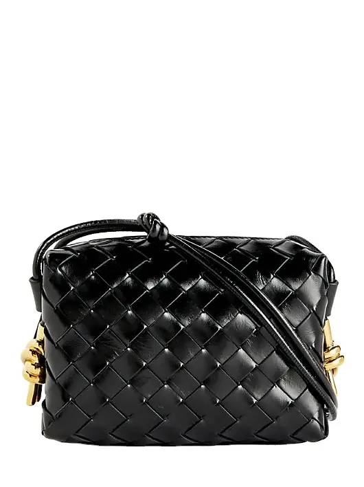 Bottega Veneta Loop Mini Leather Crossbody - Black-m Brass