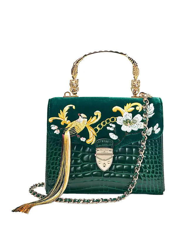 ASPINAL OF LONDON Limited-edition Velvet Top-handle Bag - Evergreen