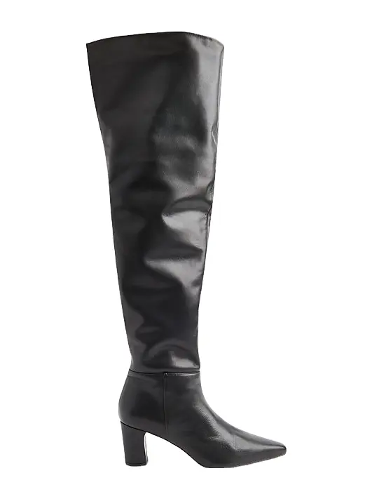 Whistles Inessa Heeled Leather Over-the-knee Boots - Black