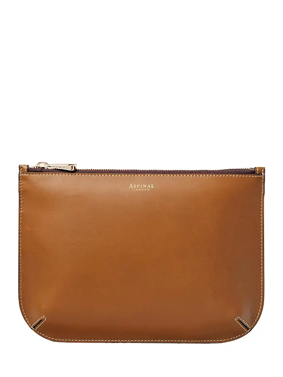 ASPINAL OF LONDON Ella Large Grained-leather Pouch - Tan