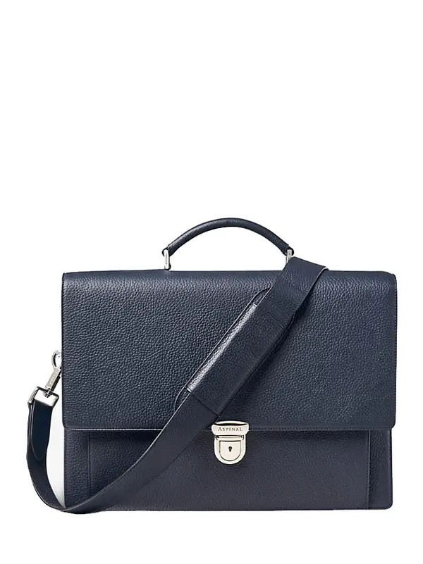 ASPINAL OF LONDON City Grained-leather Laptop Messenger Bag - Navy