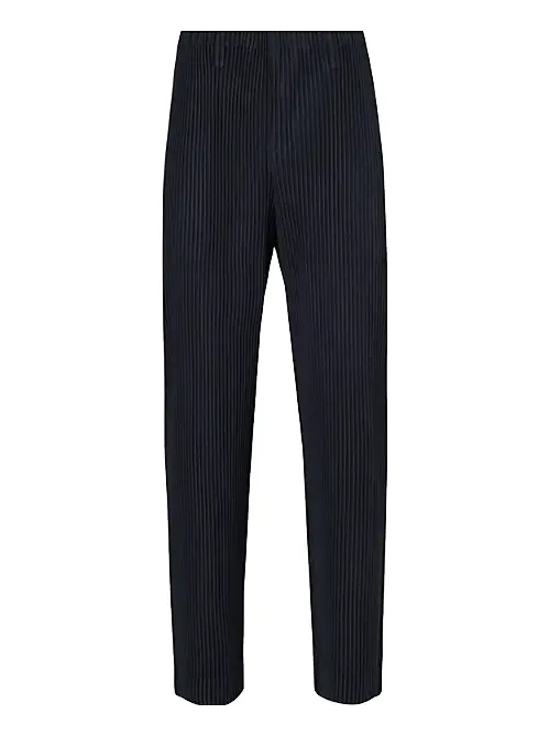 Issey Miyake Basic Pleated Straight-leg Trousers - Navy