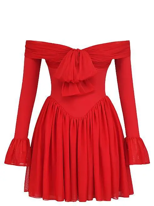 House Of Cb Alana Off-the-shoulder Mini Dress - Scarlet