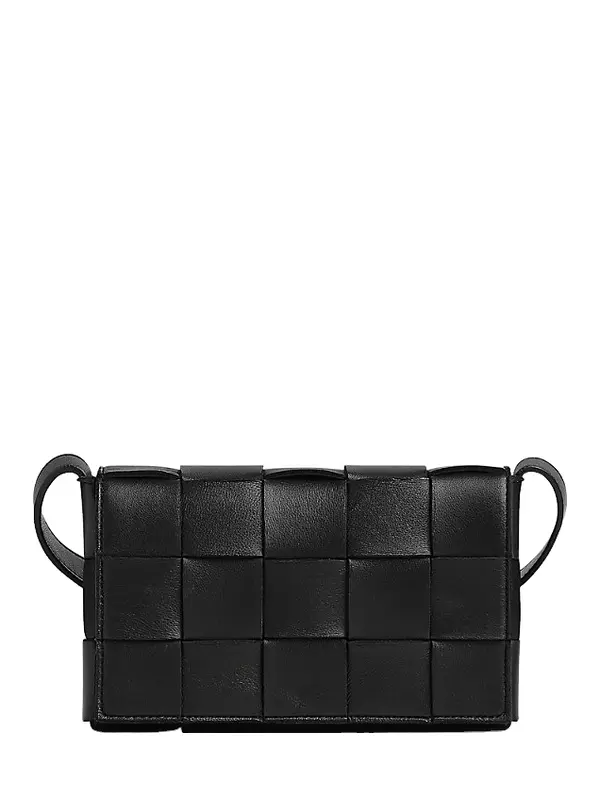 Bottega Veneta Cassette Leather Crossbody Bag - Black