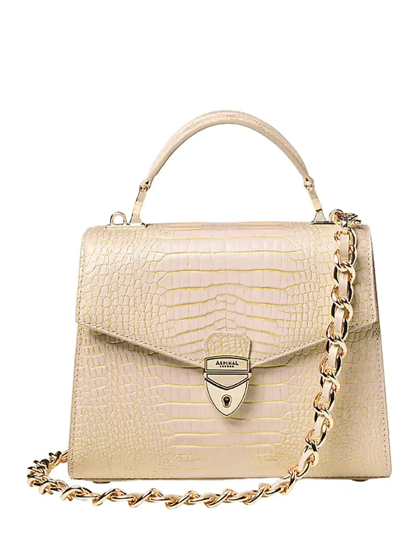 ASPINAL OF LONDON Mayfair Leather Shoulder Bag - Champagne