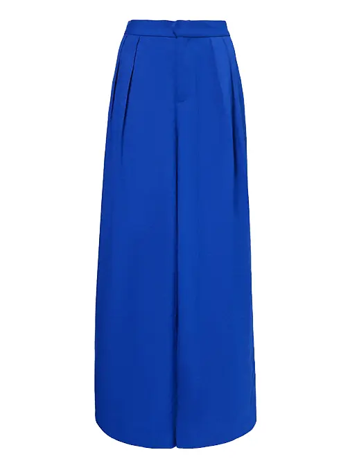 LEEM Pleated Wide-leg Trousers - Cobalt