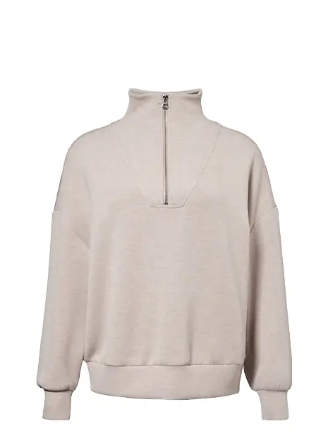 Varley Hawley Relaxed-fit Stretch-woven Sweatshirt - Taupe Marl