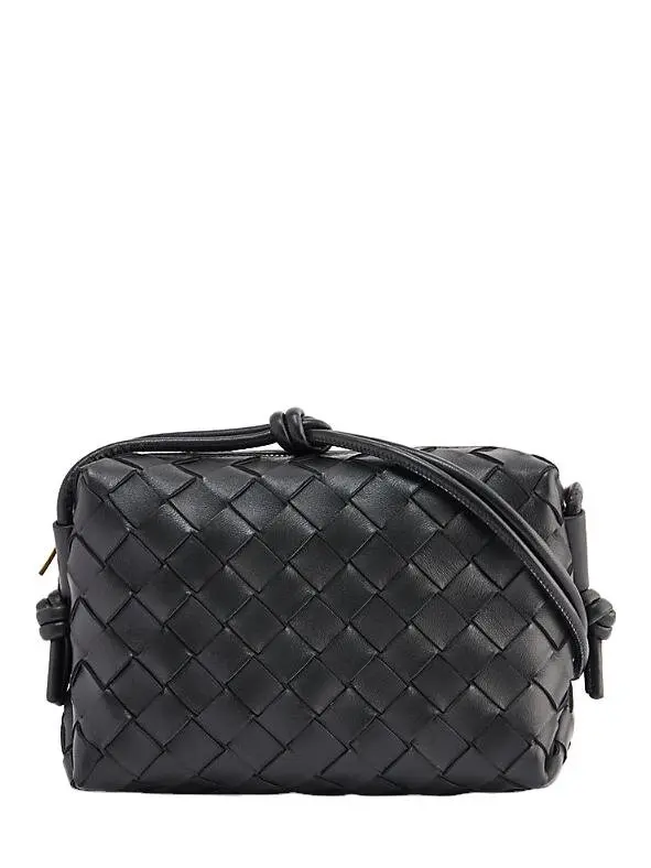 Bottega Veneta Loop Mini Intrecciato Leather Cross-body Bag - Black