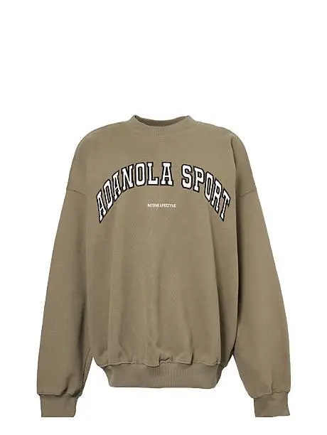 ADANOLA Logo-embroidered Relaxed-fit Cotton Sweatshirt - Olive Green
