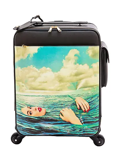 SELETTI Seagirl Faux-leather Suitcase - Blue/white