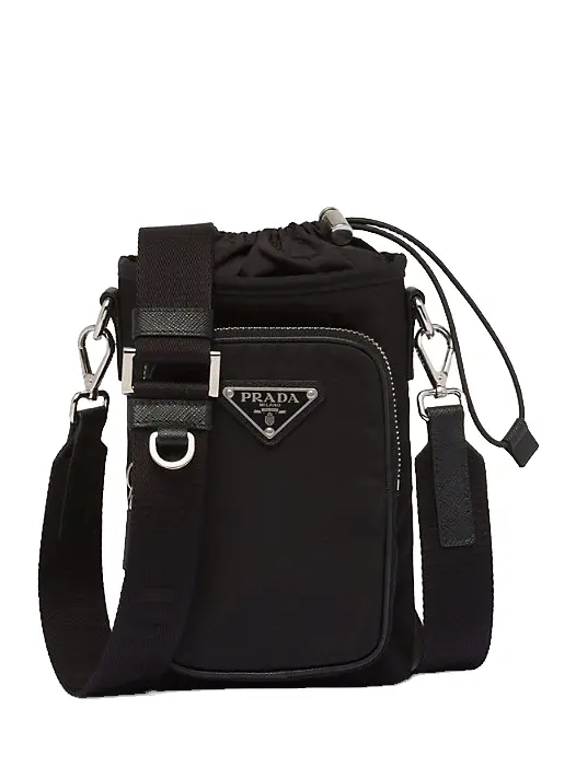 Prada Logo-plaque Nylon Cross-body Phone Pouch - Black