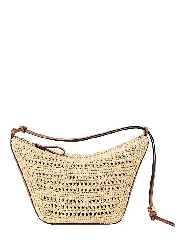 Loewe X Paula's Ibiza Hammock Hobo Mini Raffia Shoulder Bag - Tan/natural