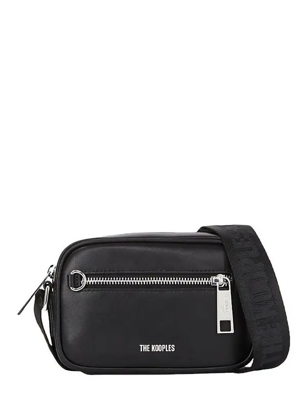 The Kooples Branded-strap Leather Crossbody Bag - Black