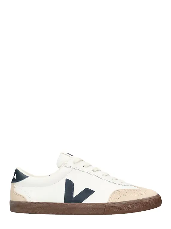 VEJA Logo-embroidered Leather Low-top Trainers - White/blk