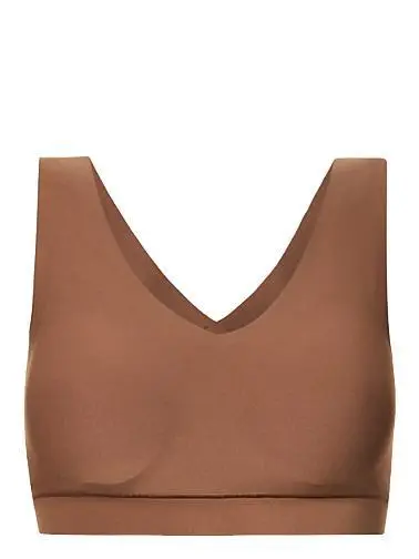 Chantelle Soft Stretch V-neck Crop Top - Cocoa