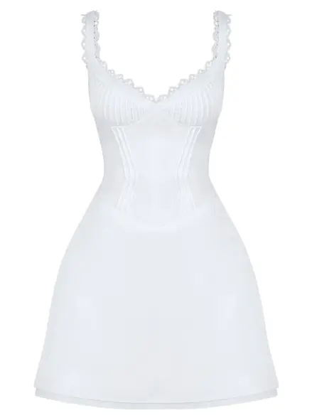House Of Cb Tilly Pin-tuck Woven Mini Dress - White