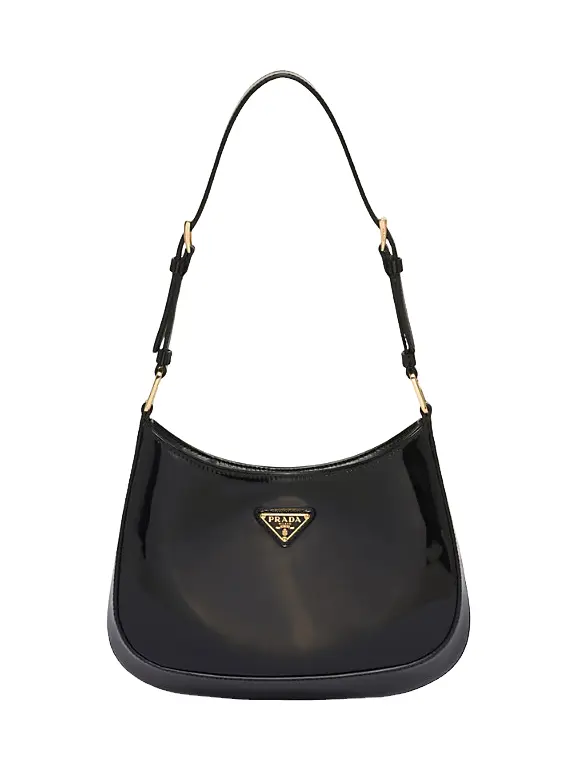 Prada Cleo Patent-leather Shoulder Bag - Black