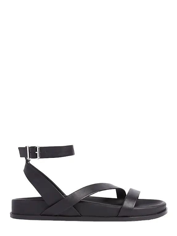 Whistles Gaia Asymmetric Strappy Leather Sandals - Black