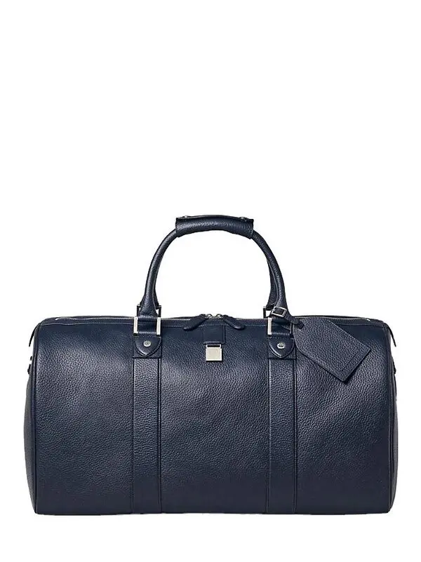 ASPINAL OF LONDON Boston Grained-leather Duffle Bag - Navy