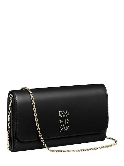 CARTIER Brand-foiled Leather Wallet-on-chain - Black