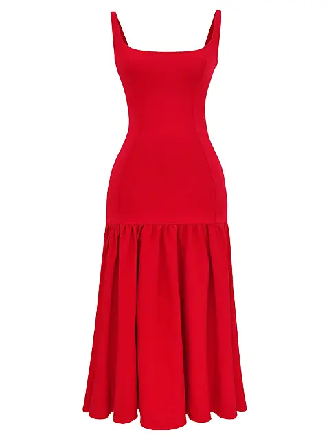 House Of Cb Amore Dropped-waist Maxi Dress - Scarlet