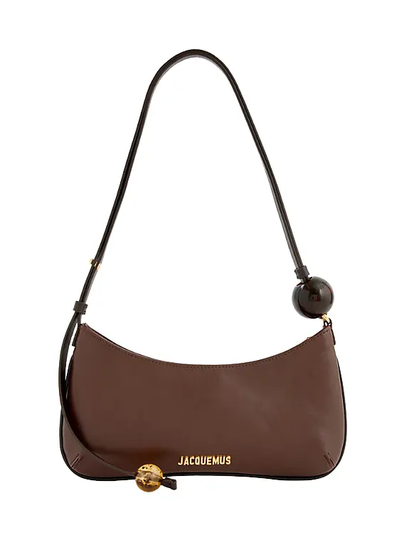 Jacquemus Le Bisou Perle Leather Shoulder Bag - Medium Brown