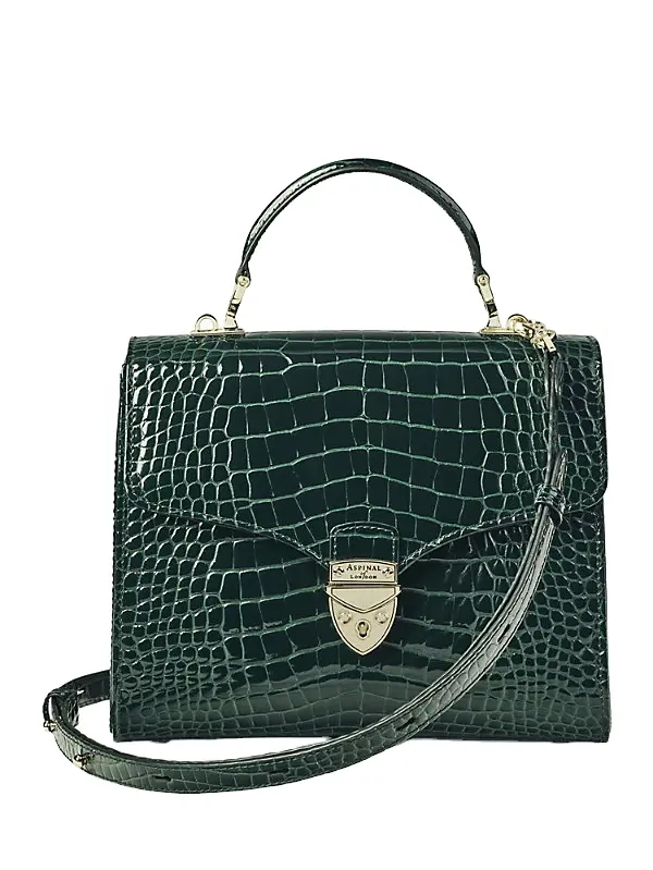 ASPINAL OF LONDON Mayfair Large Croc-embossed Top-handle Bag - Evergreen